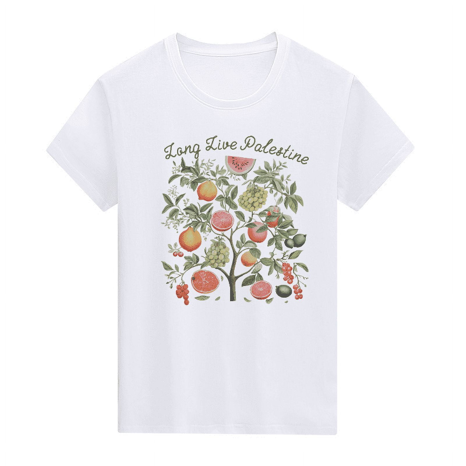 CustomMagic Long Live Palestine Fruits Olive Tree T-Shirt Unisex Round ...