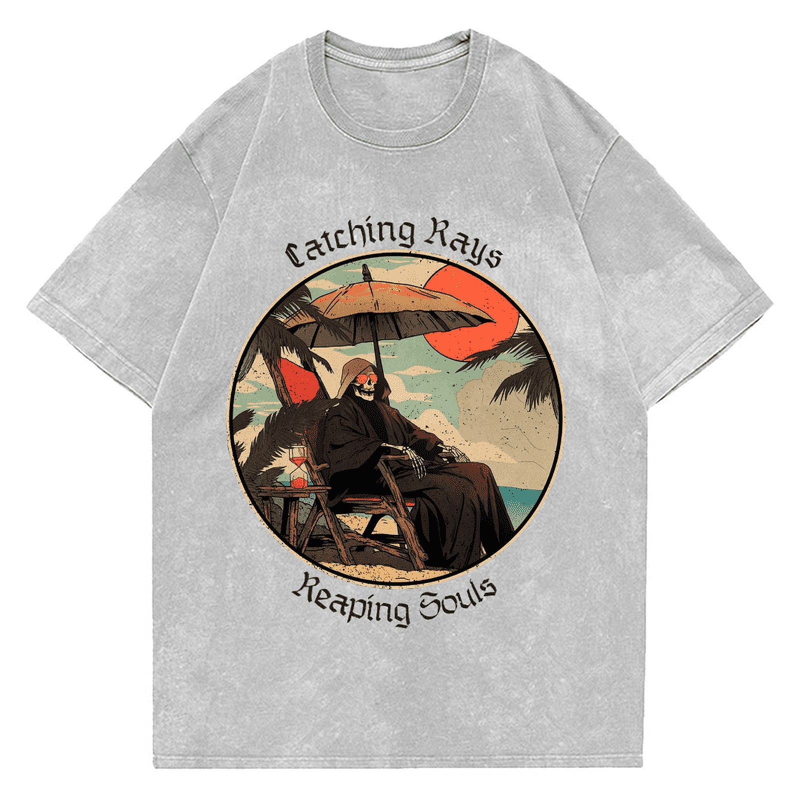 CustomMagic Scary Spooky Ghost Trick T-shirt Unisex Retro Washed Short Sleeve Trendy Cotton Tee ...