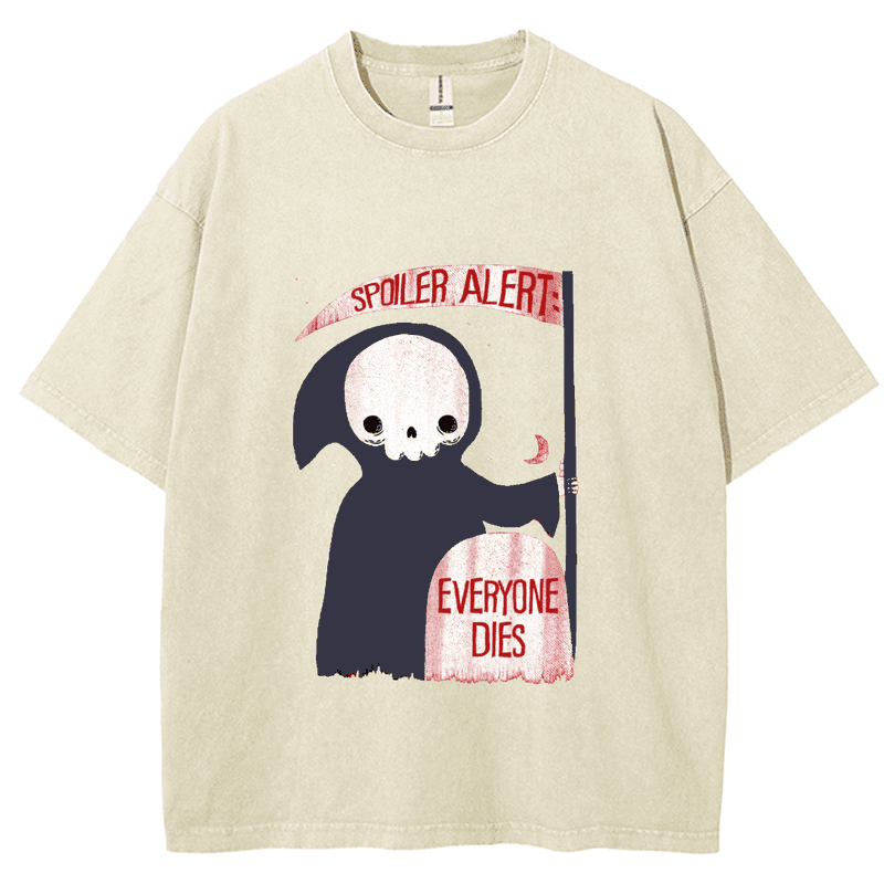 CustomMagic Spoiler Alert Unisex Round Neck Retro Wash Short Sleeve ...