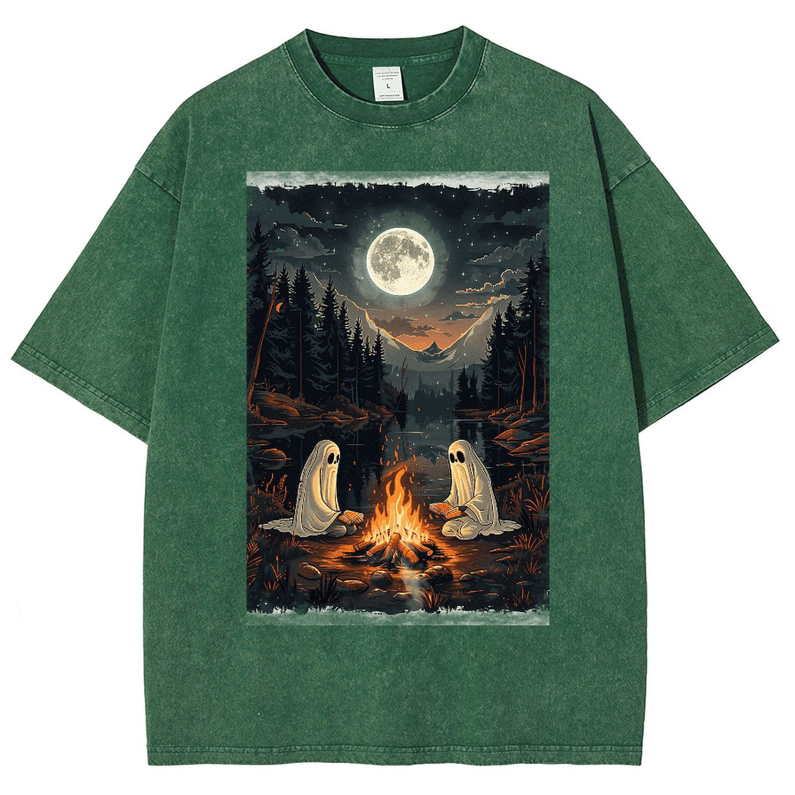 CustomMagic Unisex Fit Washed Oversized T-Shirt ， Moonlight Ghost ...