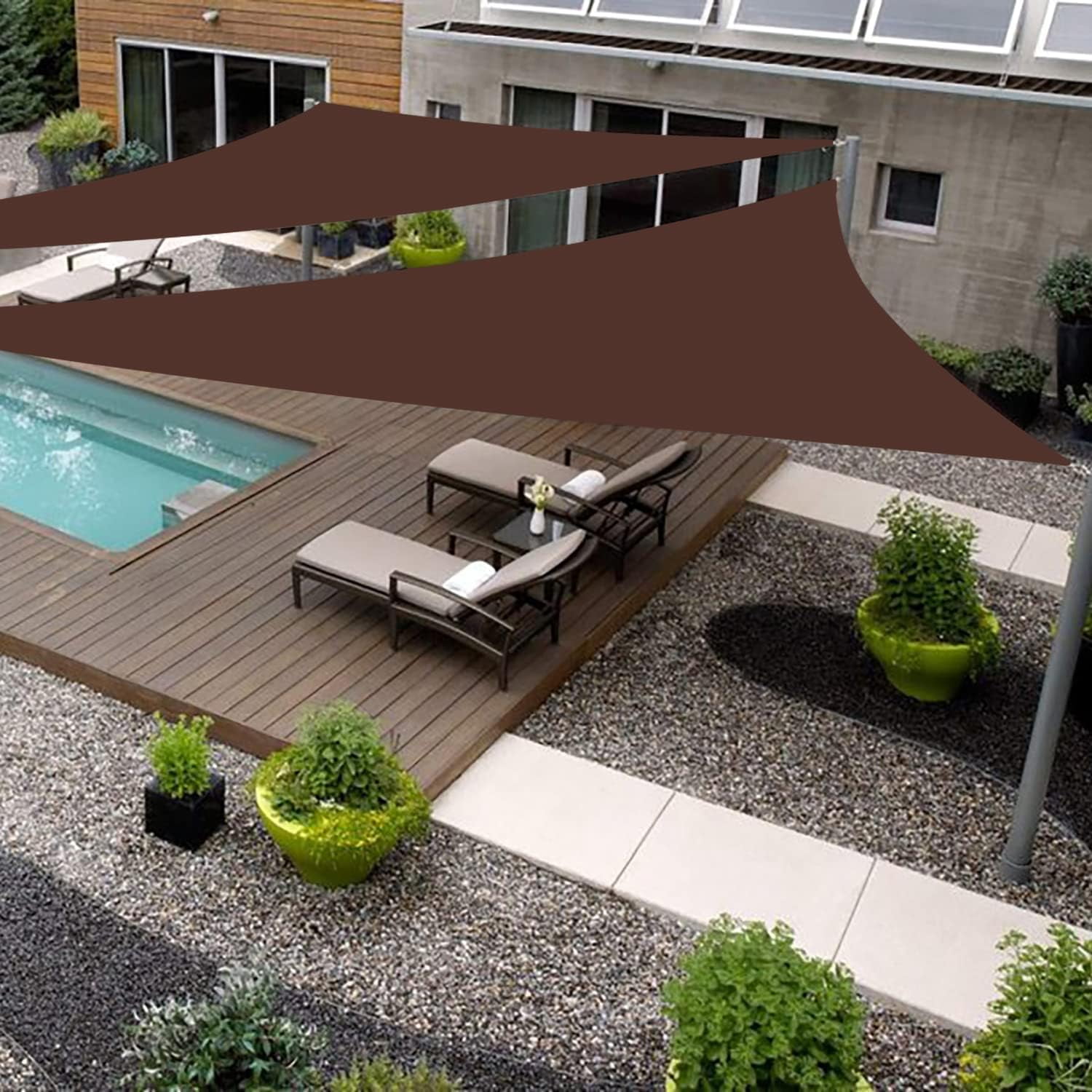 Custome Size 13' x 13' x 15' Brown Sun Shade Sail Canopy Awning for ...