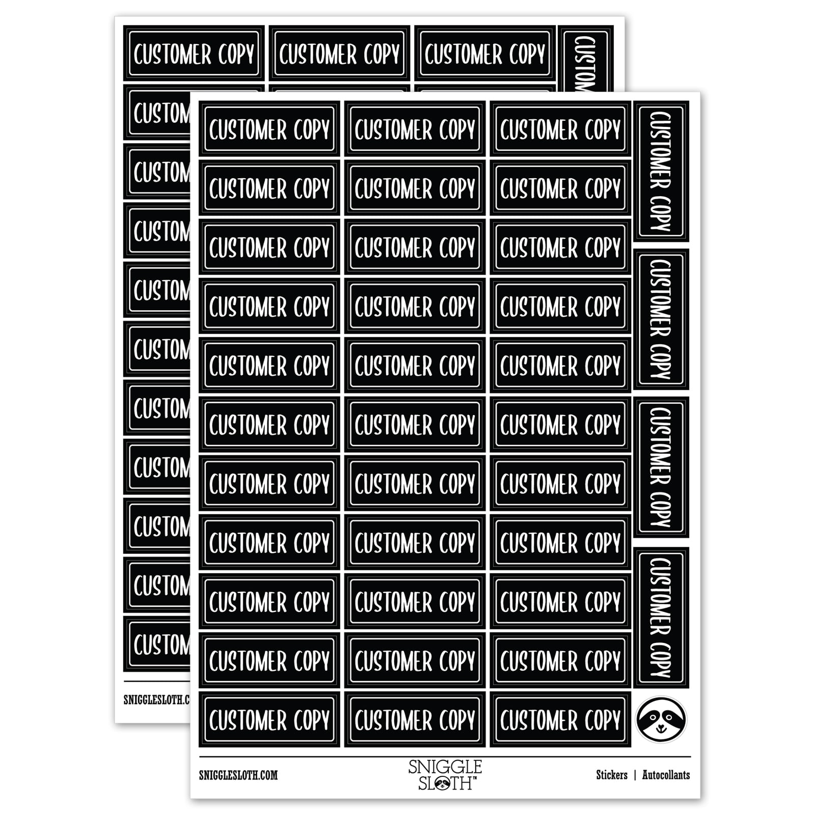 Customer Copy Invoice Receipt Sticker Set - Black - Gloss Finish - 1.5 ...