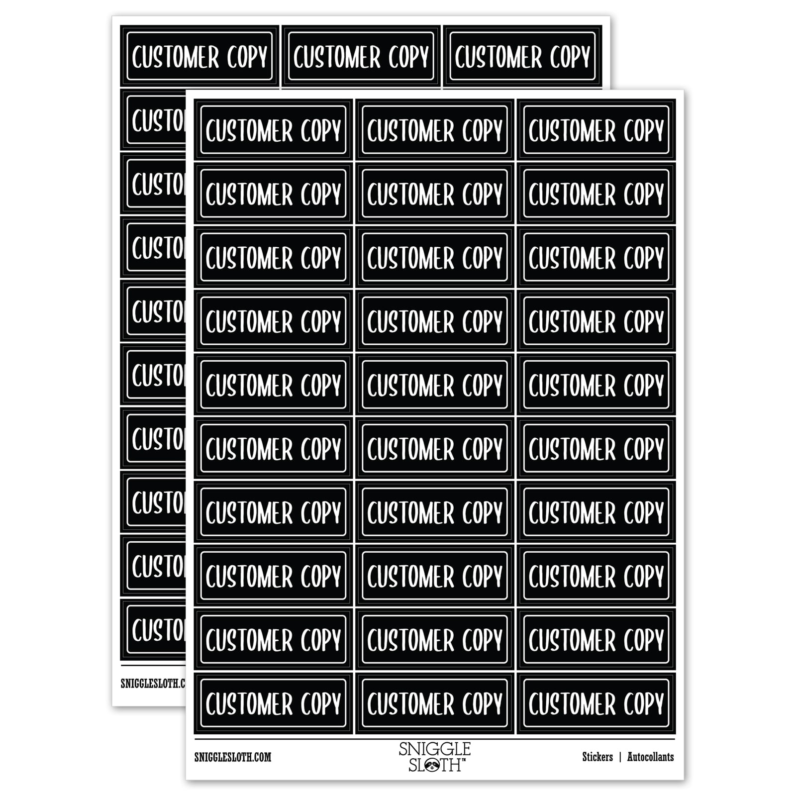 Customer Copy Invoice Receipt Sticker Set - Black - Matte Finish - 1.75 ...