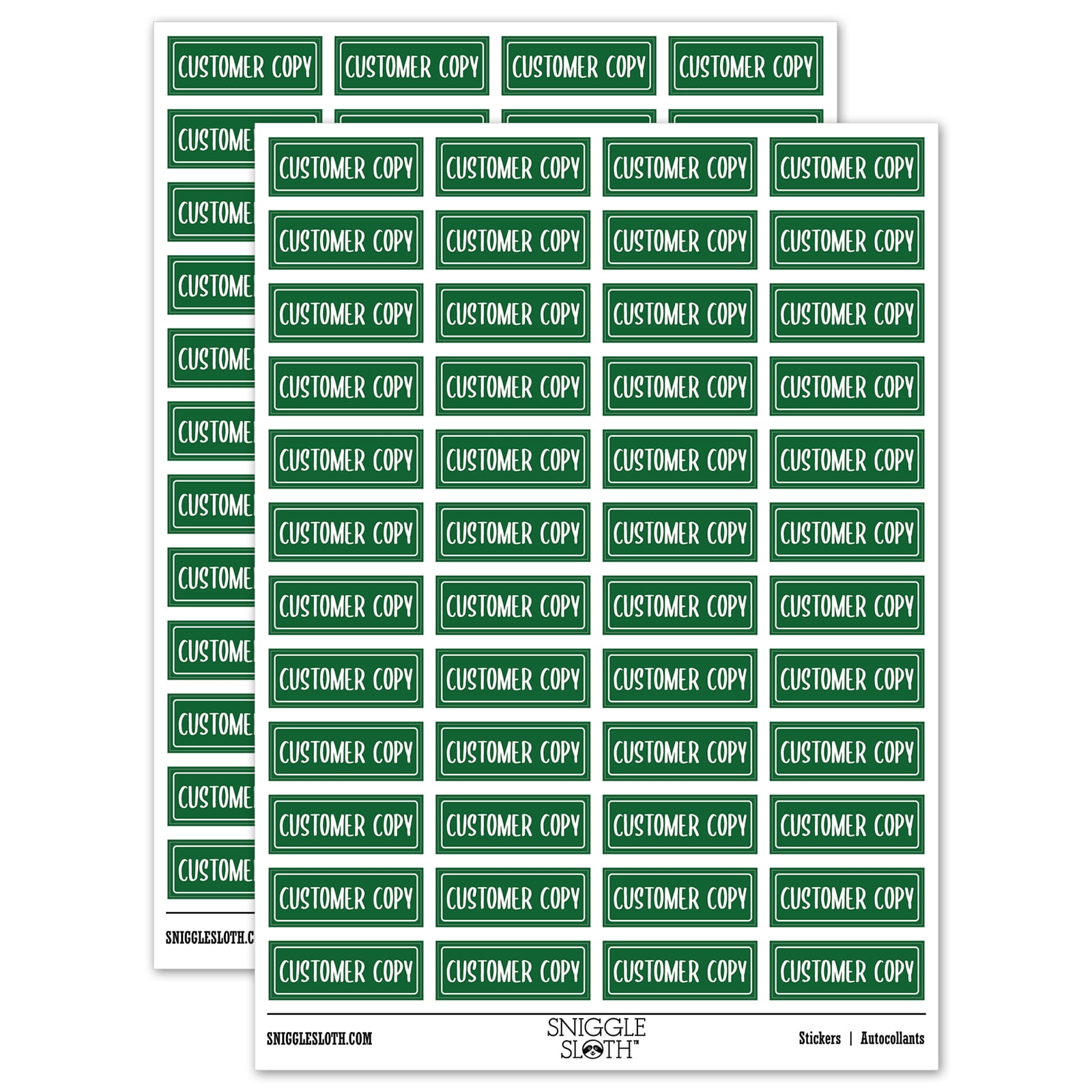 Customer Copy Invoice Receipt Sticker Set - Dark Green - Matte Finish ...
