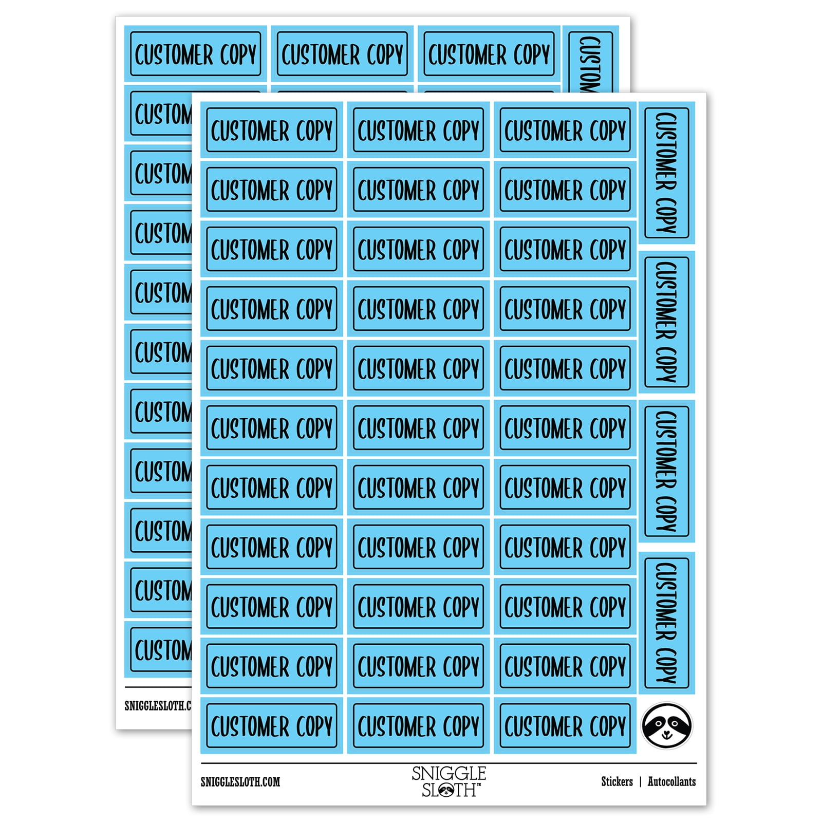 Customer Copy Invoice Receipt Sticker Set - Light Blue - Gloss Finish ...