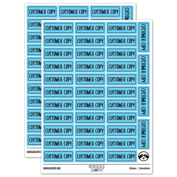 Customer Copy Invoice Receipt Sticker Set - Light Blue - Gloss Finish ...