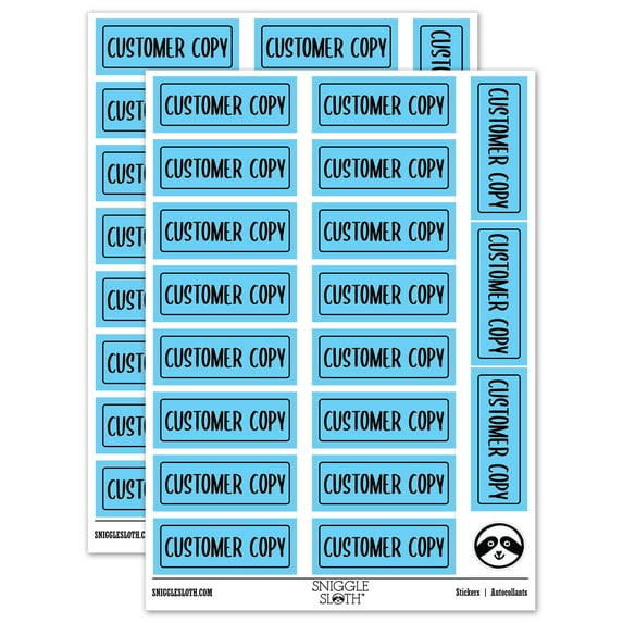 Customer Copy Invoice Receipt Sticker Set - Light Blue - Gloss Finish ...