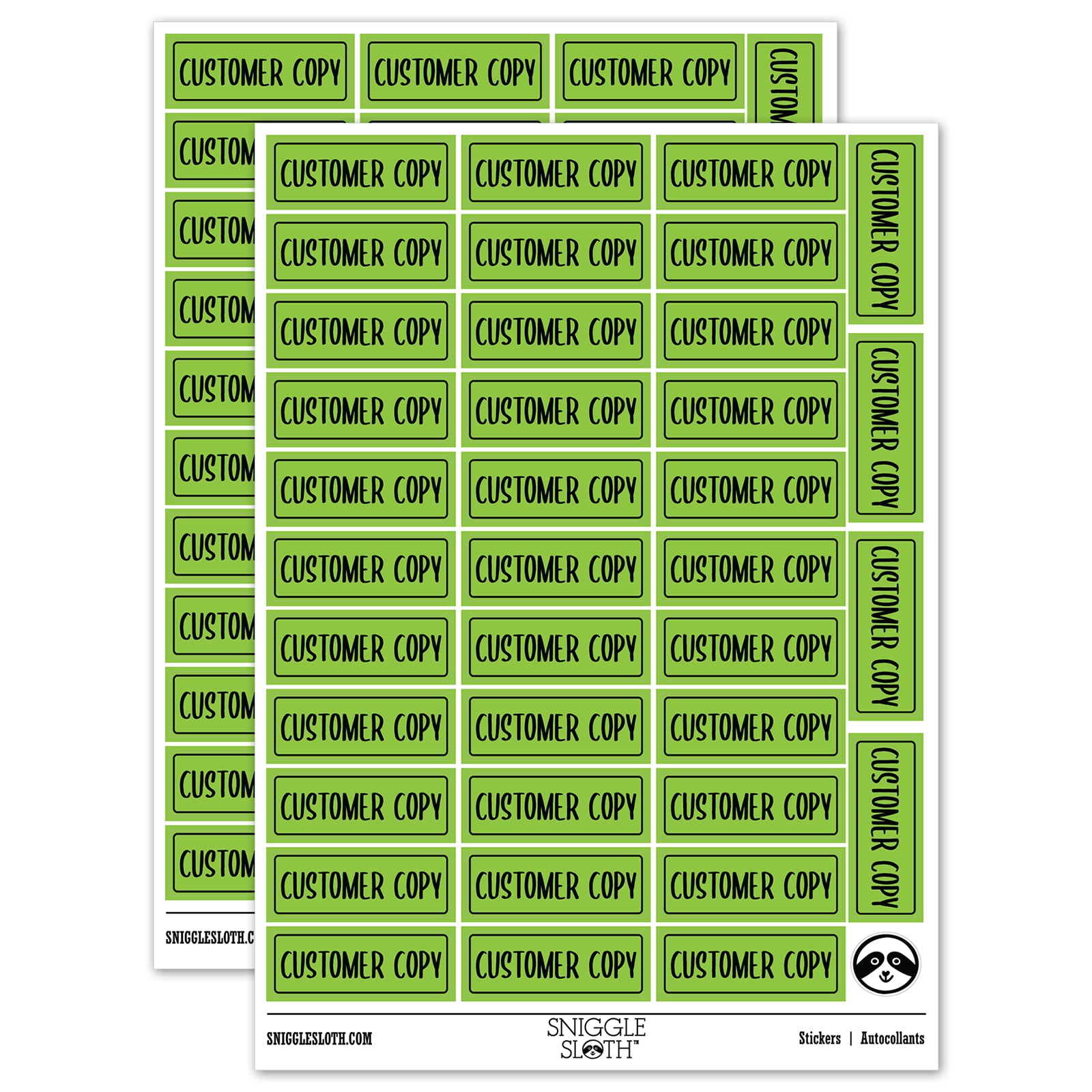 Customer Copy Invoice Receipt Sticker Set - Light Green - Gloss Finish ...