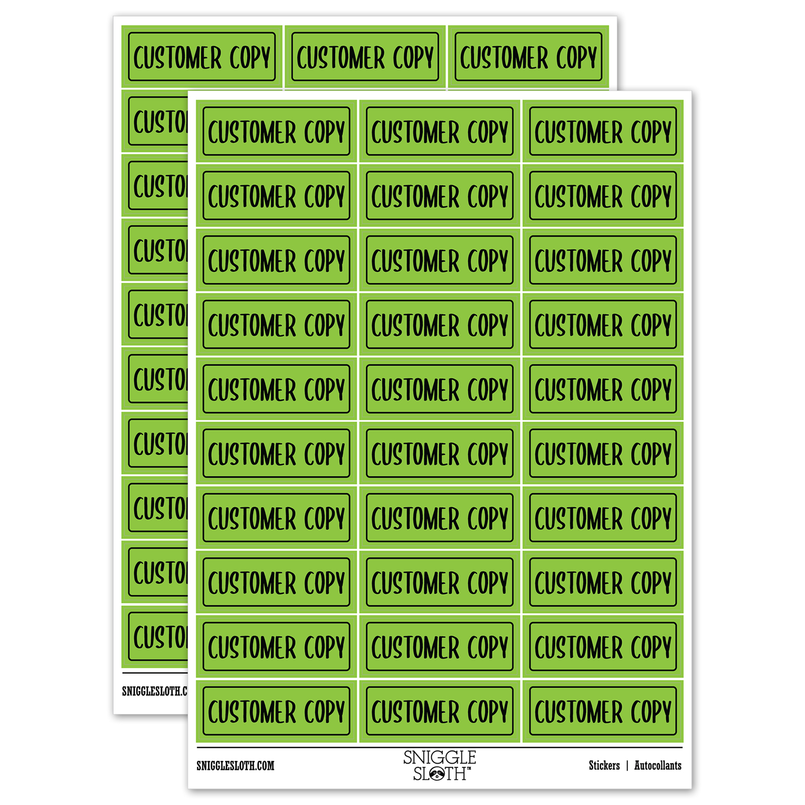 Customer Copy Invoice Receipt Sticker Set - Light Green - Gloss Finish ...