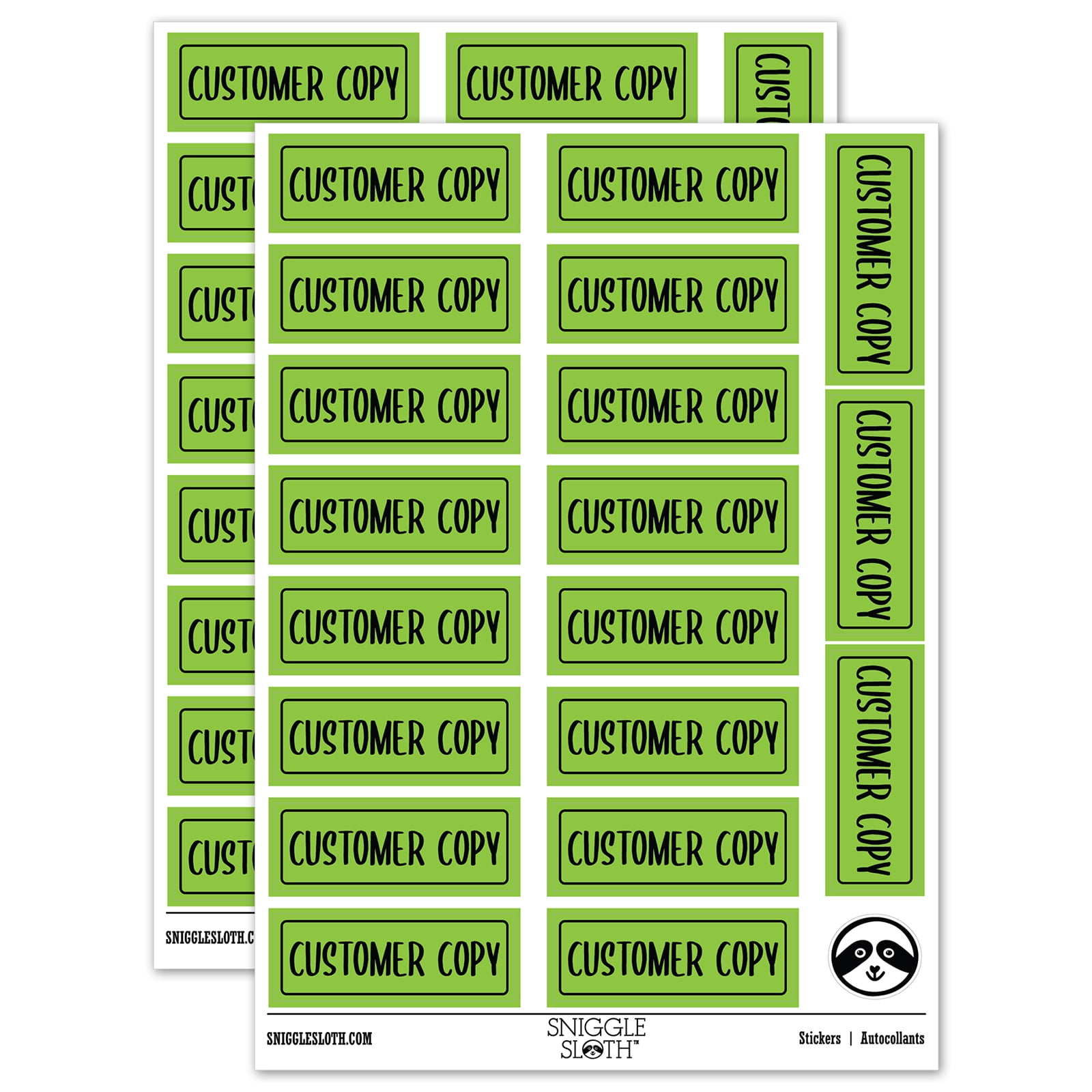 Customer Copy Invoice Receipt Sticker Set - Light Green - Gloss Finish ...