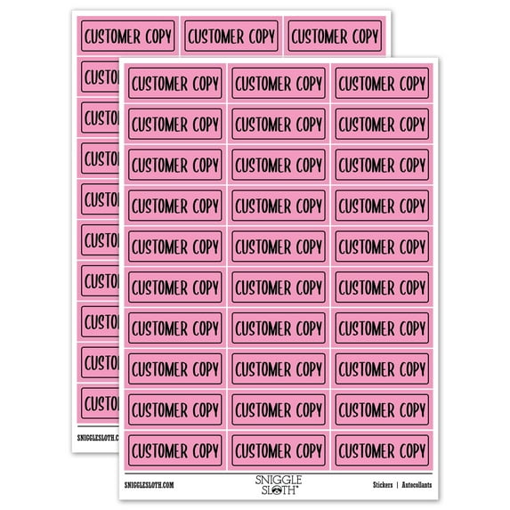 Customer Copy Invoice Receipt Sticker Set - Light Pink - Gloss Finish ...