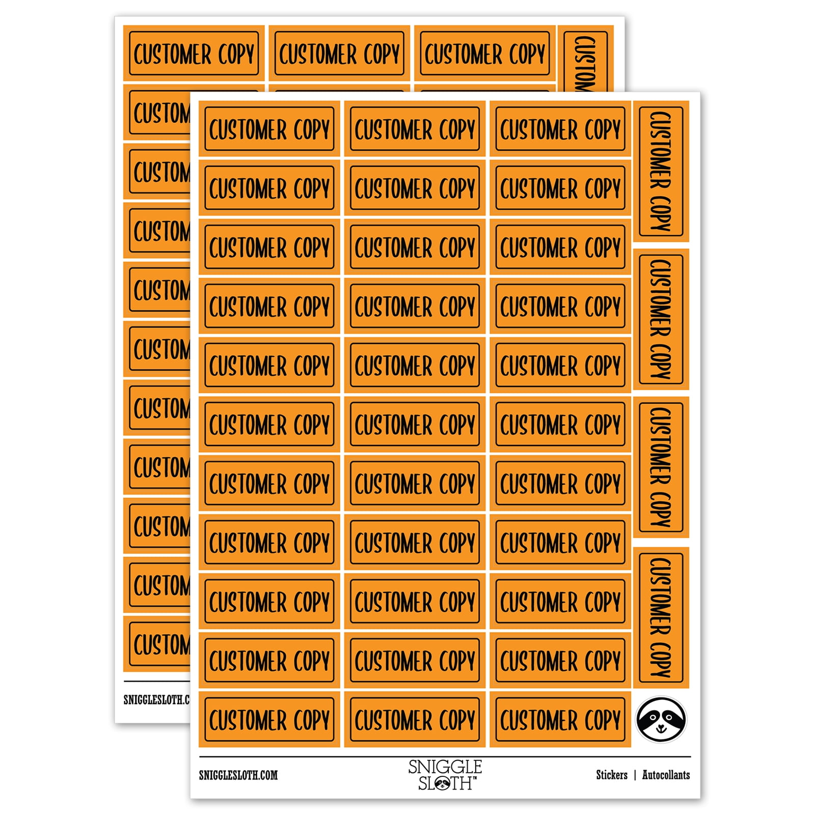 Customer Copy Invoice Receipt Sticker Set - Orange - Matte Finish - 1.5 ...
