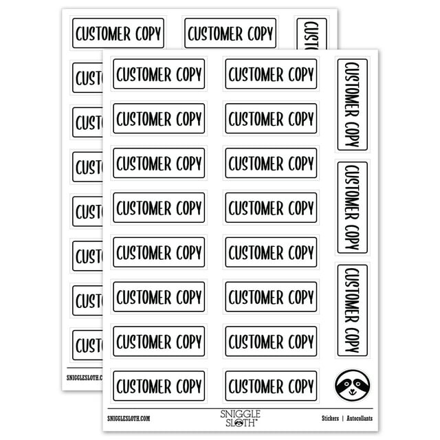 Customer Copy Invoice Receipt Sticker Set - White - Gloss Finish - 2.00 ...