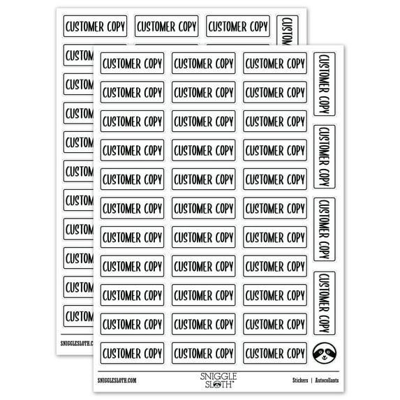 Customer Copy Invoice Receipt Sticker Set - White - Matte Finish - 1.5 ...