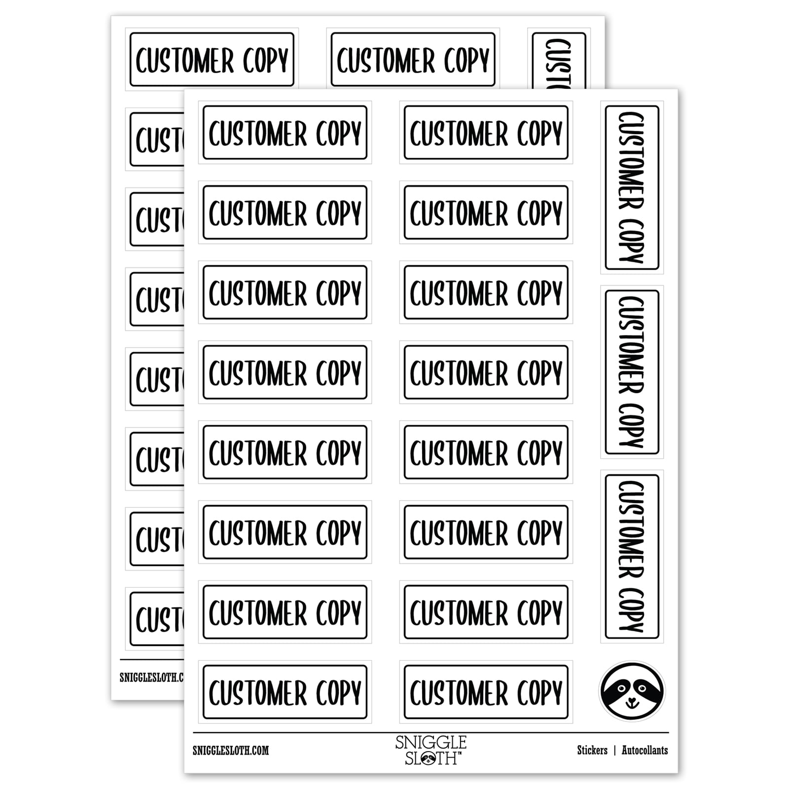Customer Copy Invoice Receipt Sticker Set - White - Matte Finish - 2.00 ...