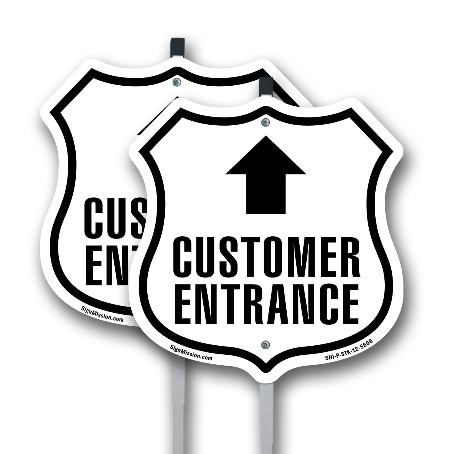 Customer Entrance Up (2 Pack) 12 inch X 12 inch Shield Shaped ...