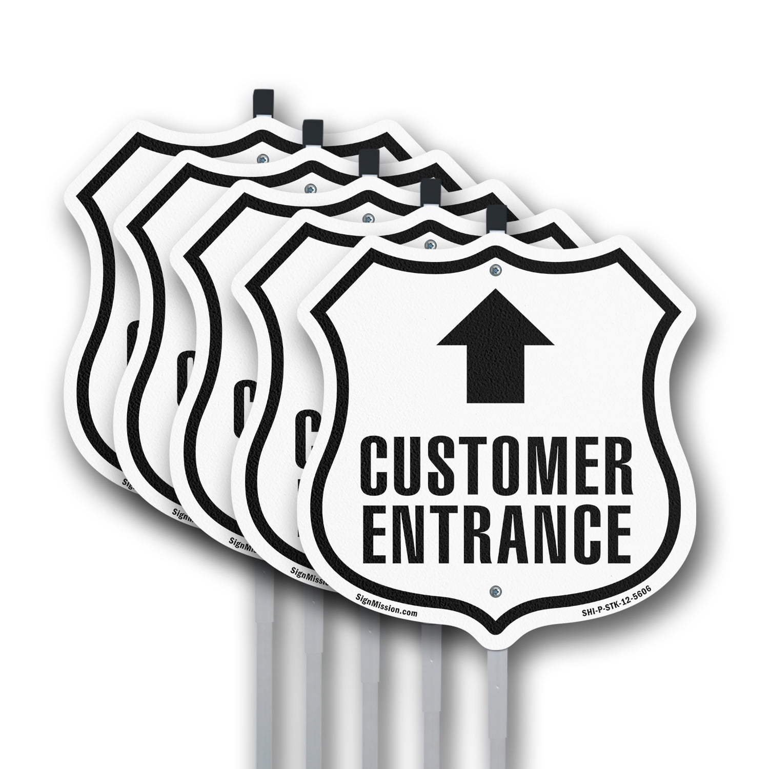 Customer Entrance Up (5 Pack) 12 inch X 12 inch Shield Shaped ...