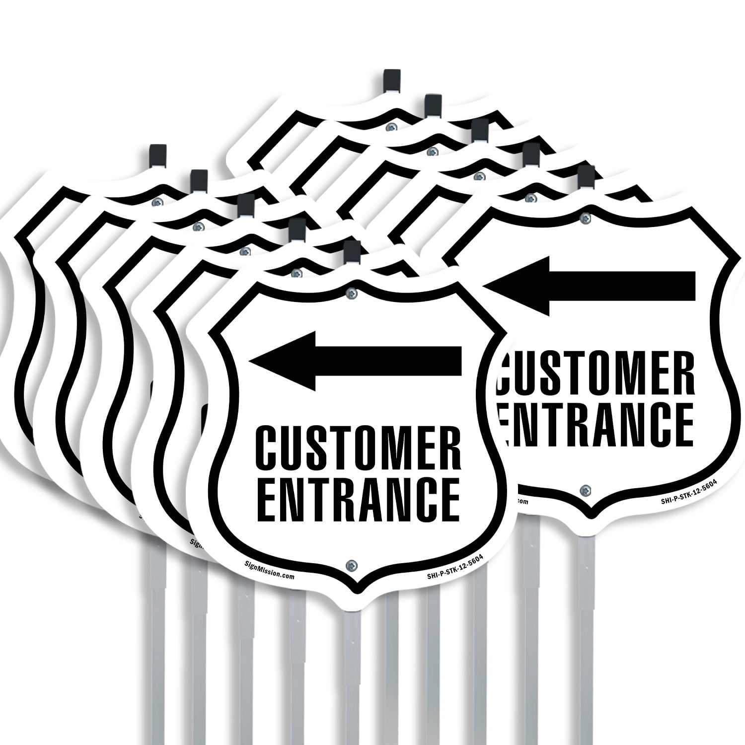 Customer Entrance Left (10 Pack) 12 inch X 12 inch Shield Shaped ...