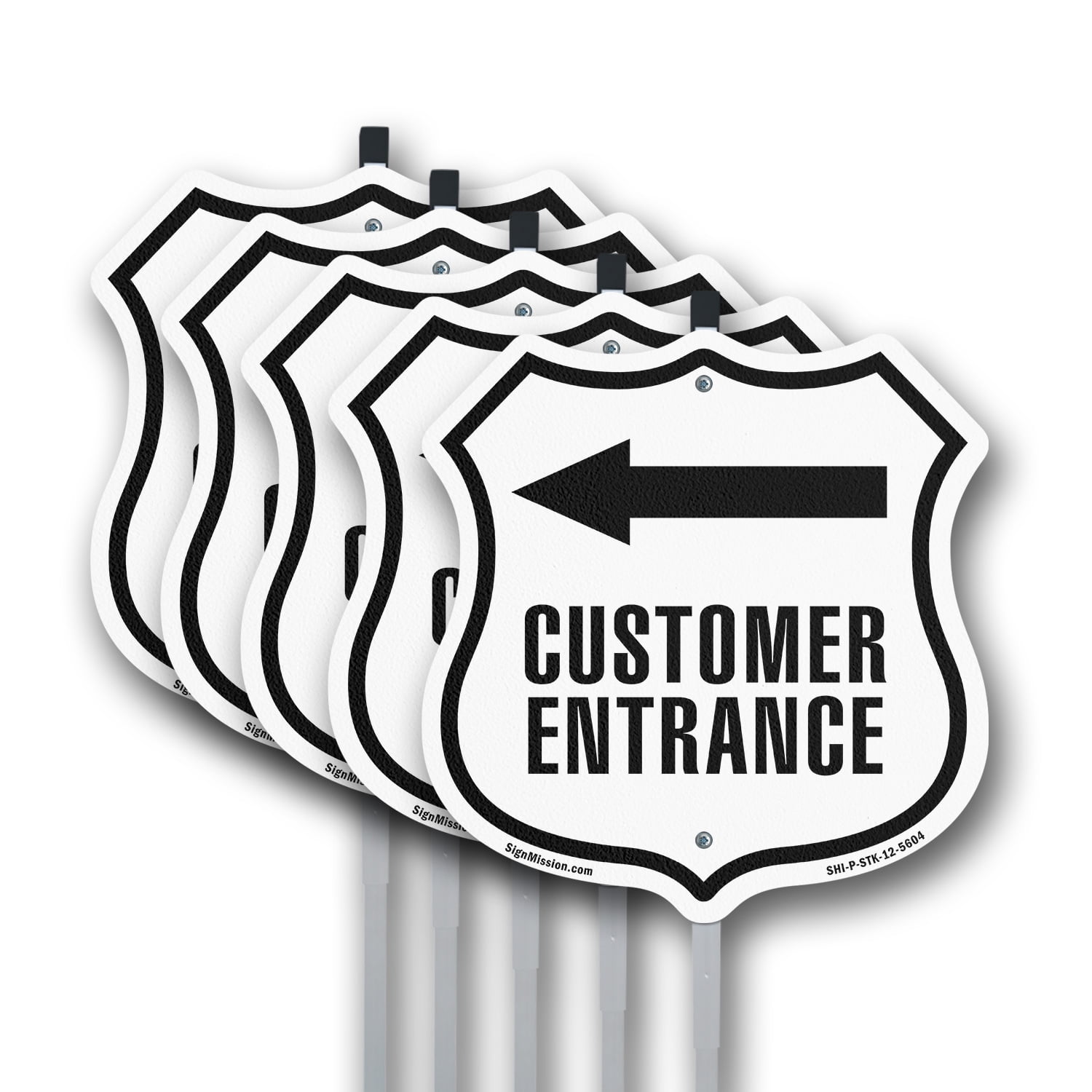 Customer Entrance Left (5 Pack) 12 inch X 12 inch Shield Shaped ...