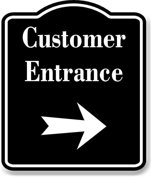 Customer Entrance Right Arrow BLACK Aluminum Composite Sign, 20"x24 ...