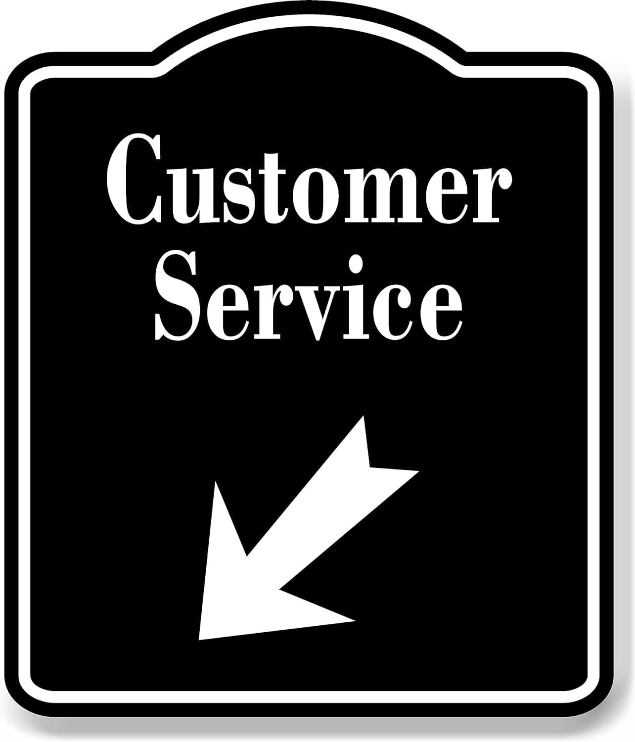 Customer Service 45 Degree Down Left Arrow BLACK Aluminum Composite ...