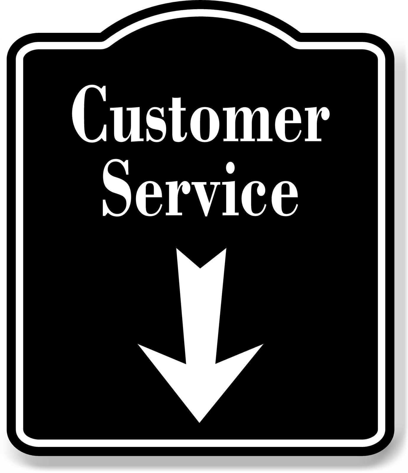 Customer Service Down Arrow BLACK Aluminum Composite Sign, 8.5"x10 ...