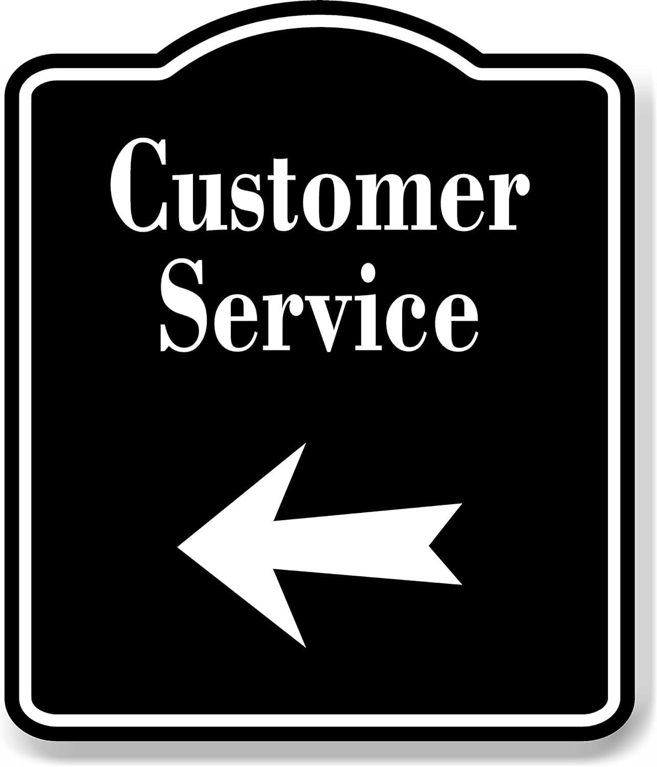 Customer Service Left Arrow BLACK Aluminum Composite Sign, 8.5"x10 ...