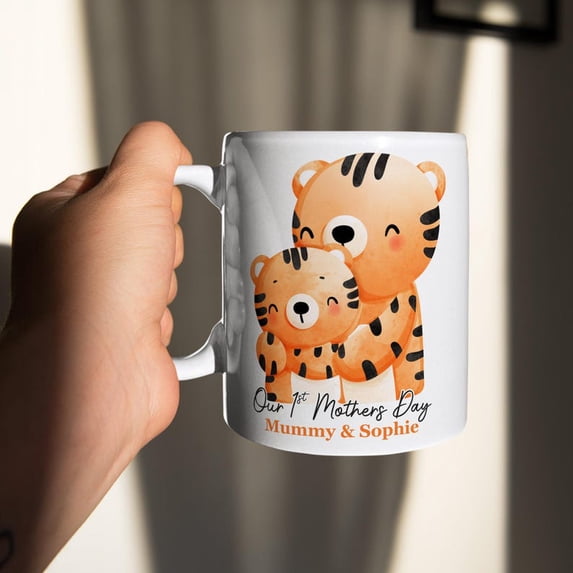 Customised First Mothers Day Mug Tiger, Tiger Design Mug for Mothers ...