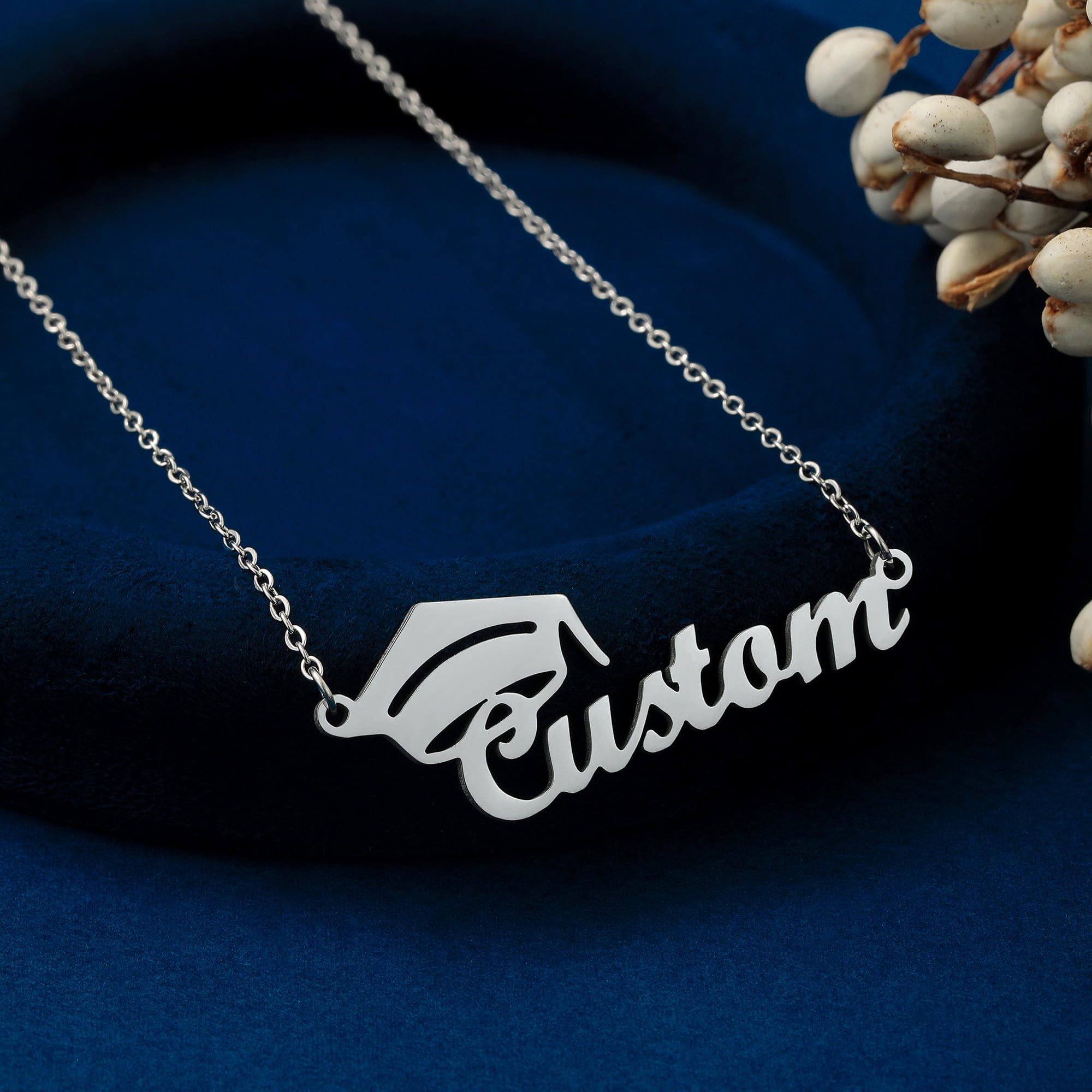 Customised Stainless Steel Name Necklace Pendant Graduation Bachelor's ...