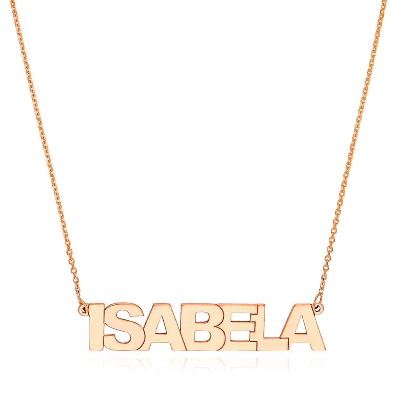Customizable 14K Gold Yellow White Rose Block Font Pendant Nameplate ...