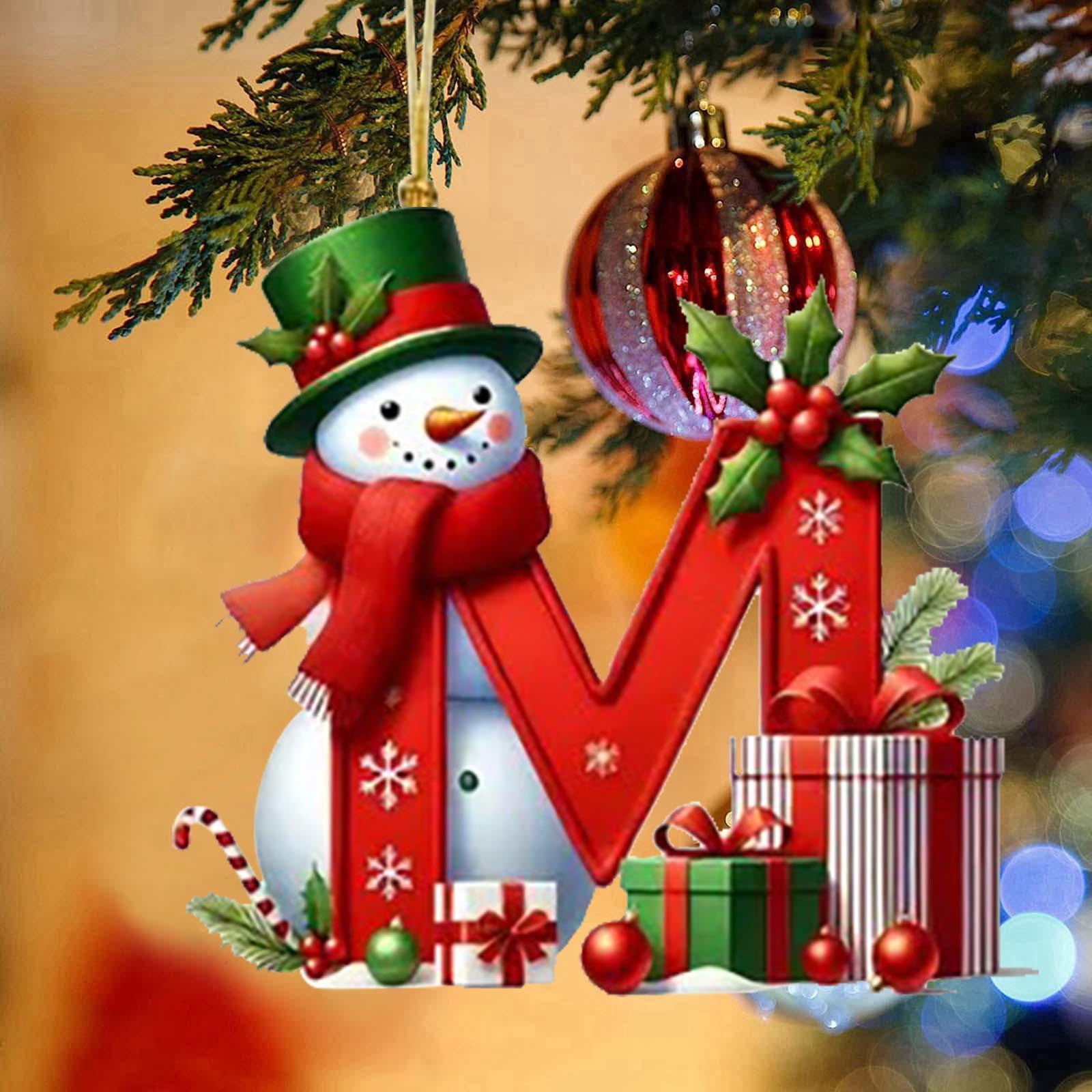 Customizable 26-Letter Alphabet Christmas Ornament Set with Hanging ...