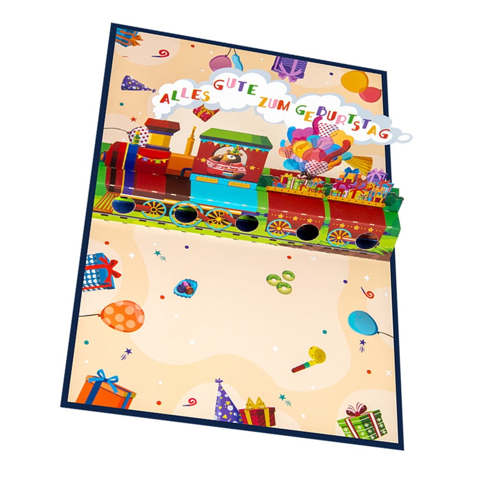 Customizable 3D Popup Birthday Train Card Delicate Craft 3D Train Birthday Card Greeting Card ...