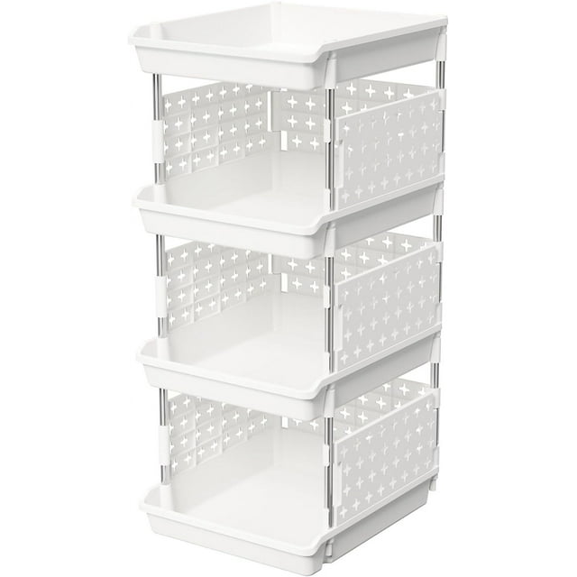 Customizable 4 Tier Stackable Storage Baskets - Large Capacity Closet ...