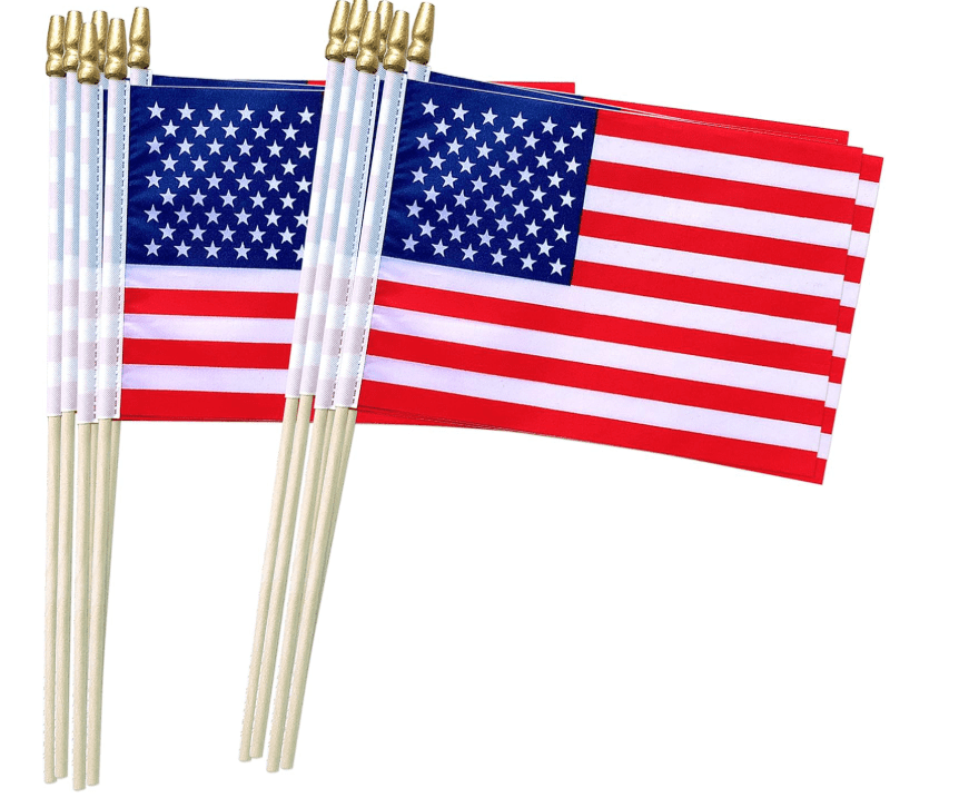 Customizable American Flag Hand Wave Flag | Golden Spear Tip | Add Text ...
