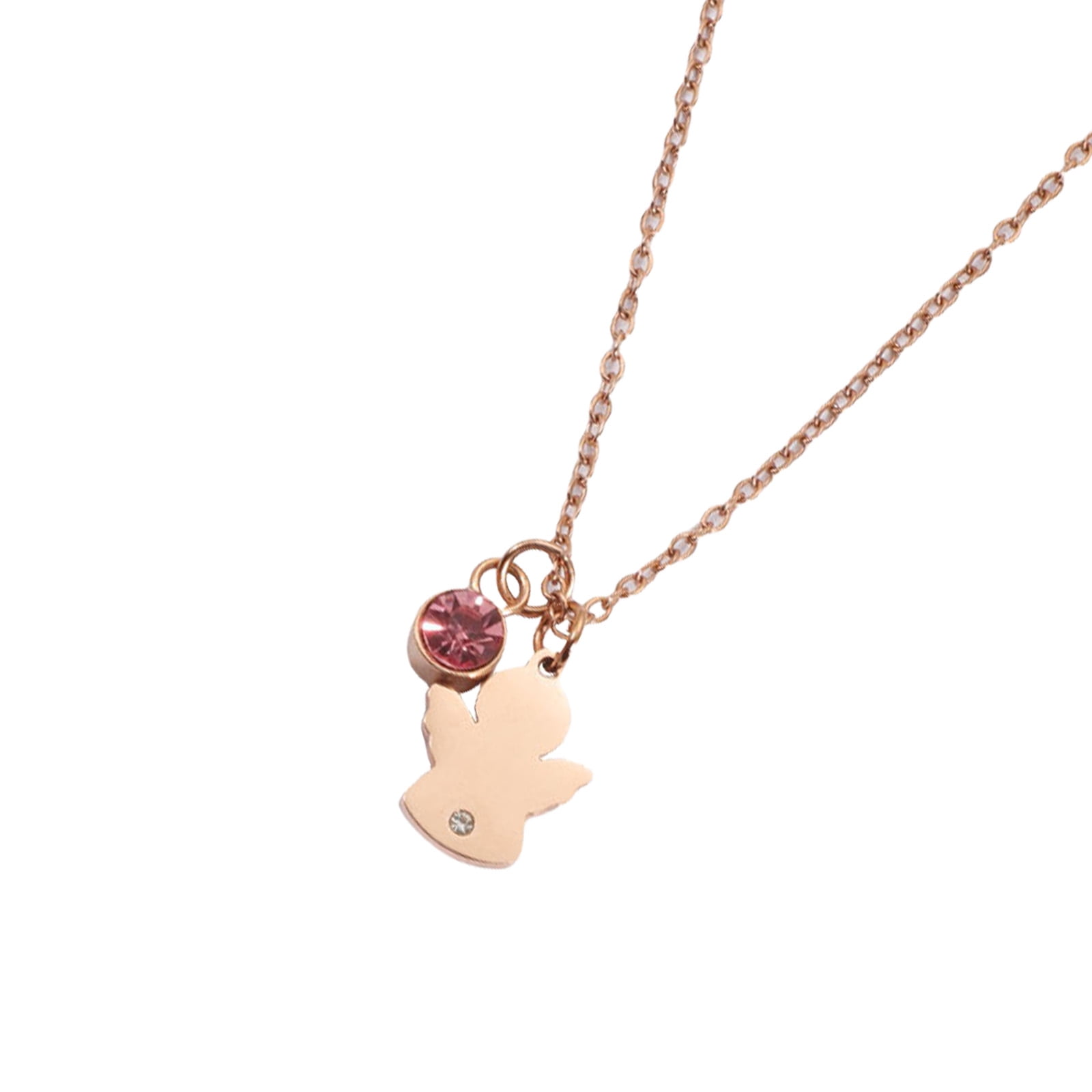 Customizable Angel Charm Name Pendant Birthstones Necklace Stainless ...