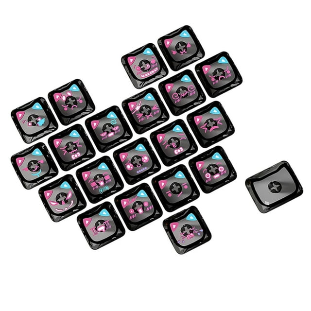 Customizable Backlits Keycaps 21 Key Set Cats Heart Design Effortless ...