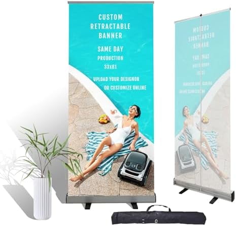 Customizable Banner Roll Up 33x81" Retractable Banner with Stand Travel ...