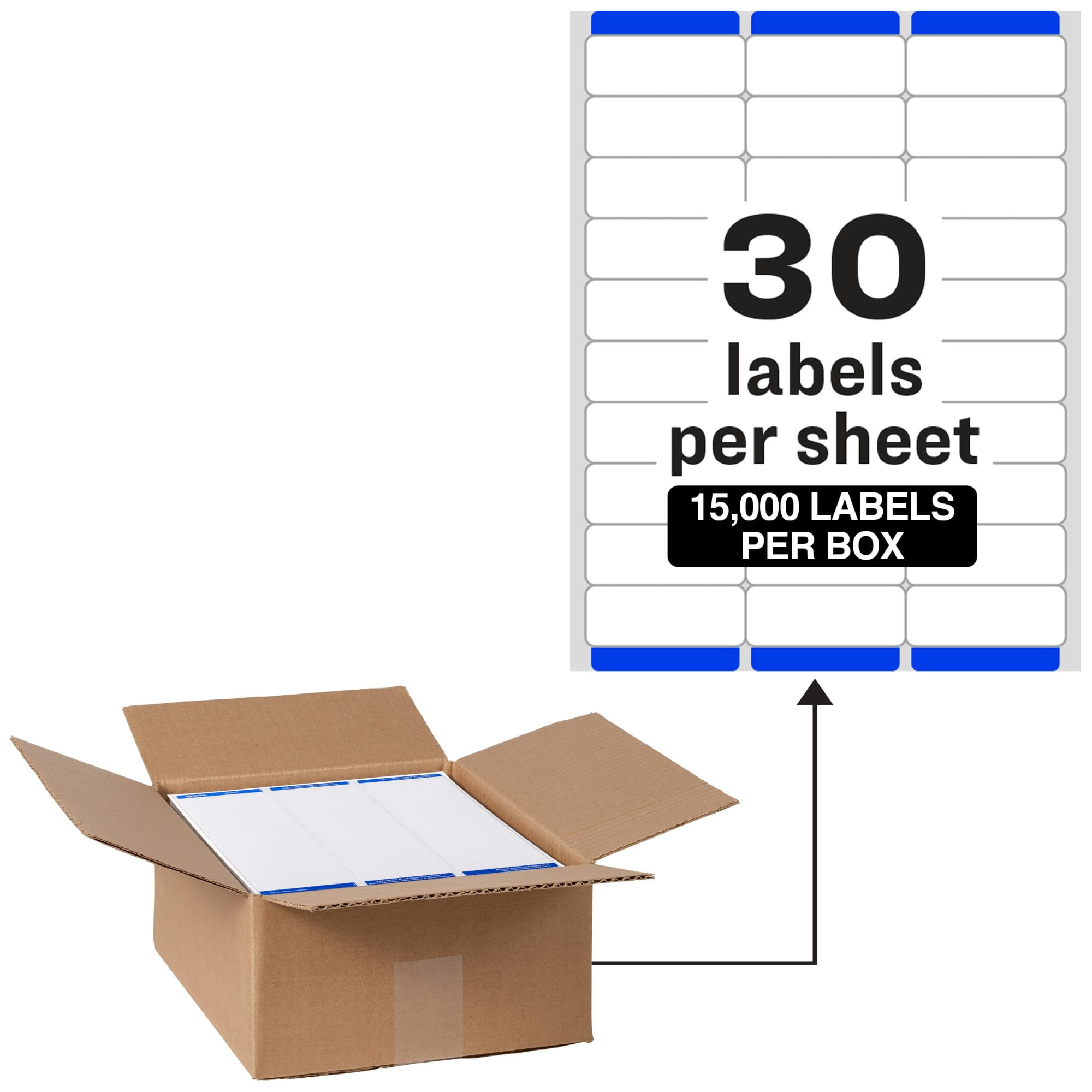 Customizable Blank Address Labels 1 x 2-5/8 Inches, 15000 White Laser ...