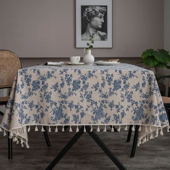 Customizable Floral Tablecloth with Lace Trim,Rectangular Dinner Table ...