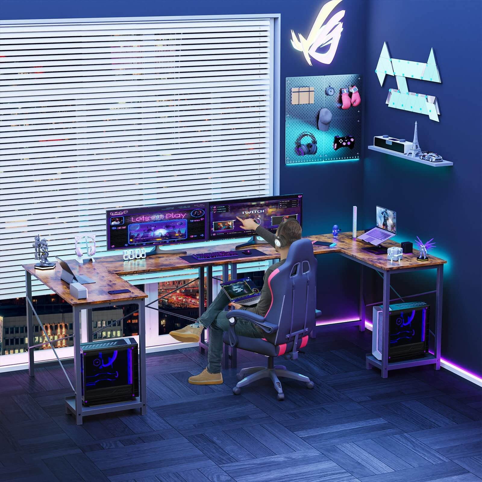 Customizable L-Shaped Gaming Desk - 40.5 - Enhance Your Gaming Setup ...