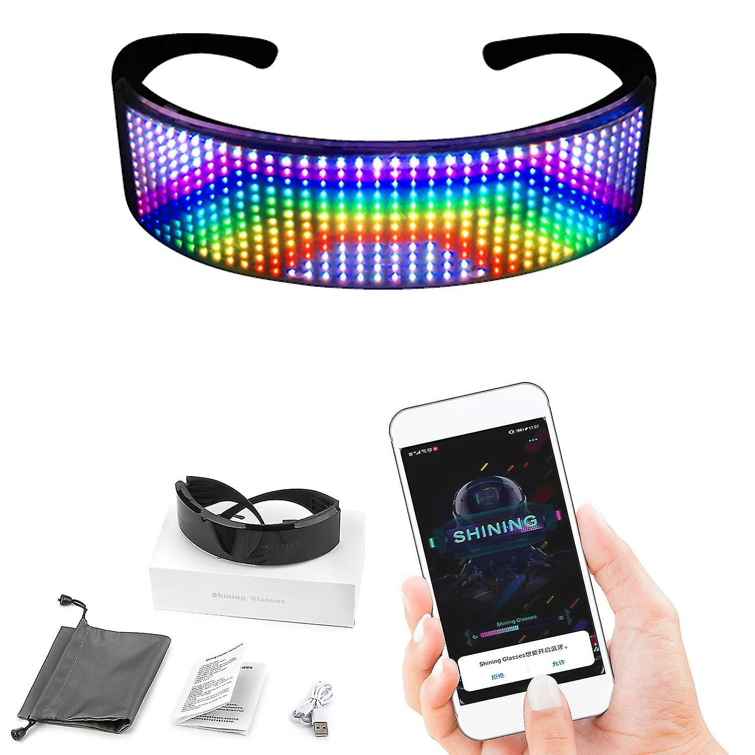 Customizable Led Bluetooth Glasses For Adult Flashing Display Diy Text ...