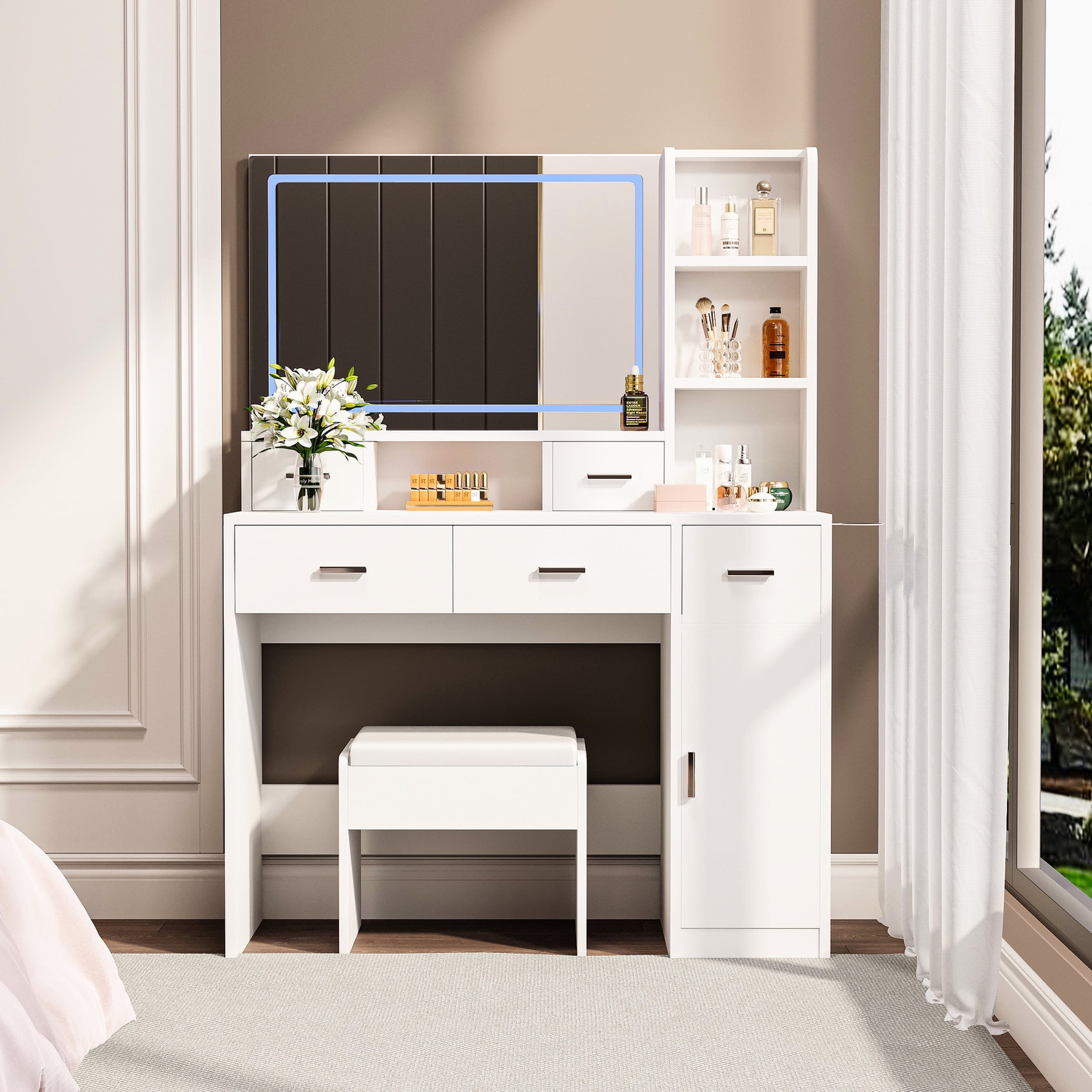 Customizable Lighting & Neat Storage - Bedroom Dressing Table for a ...