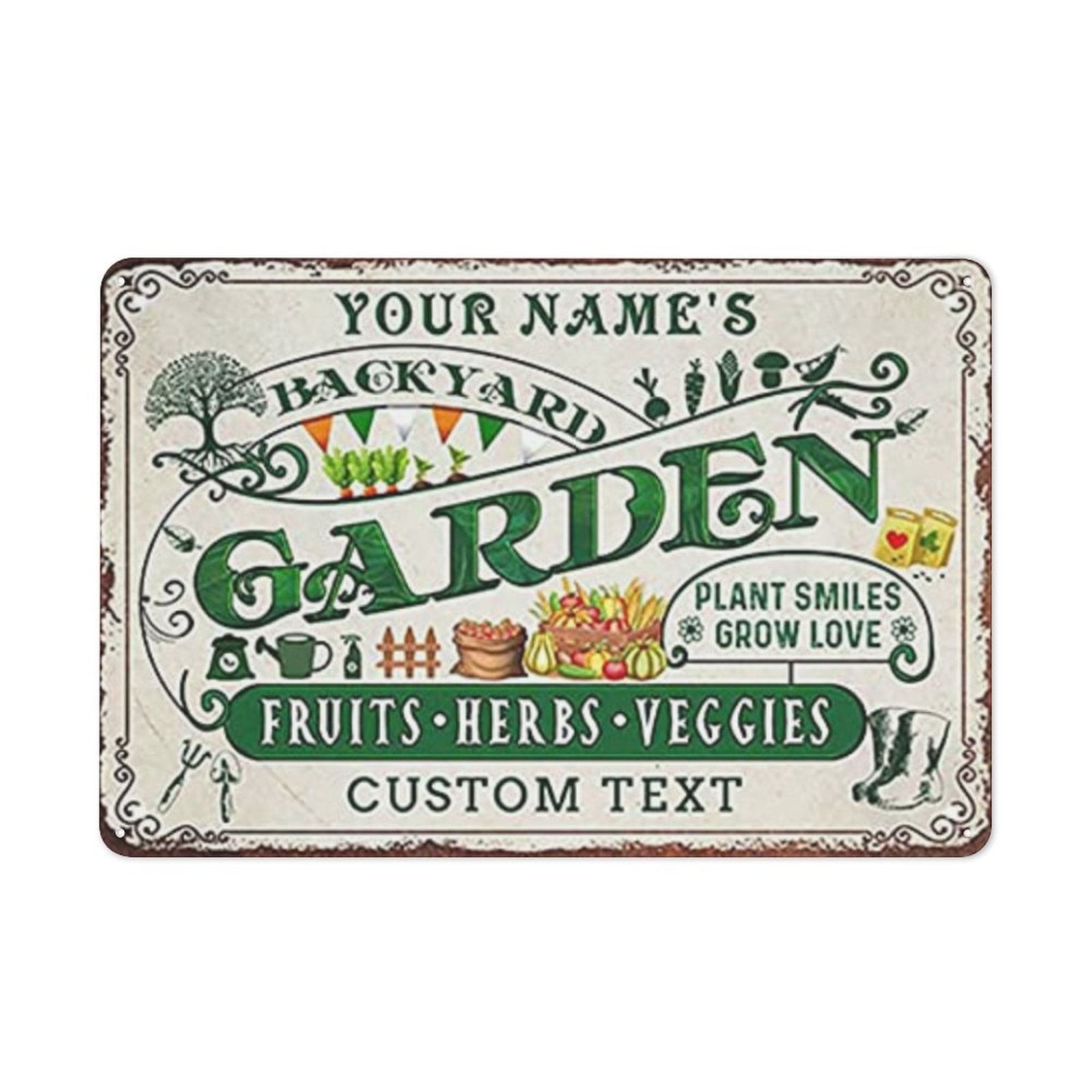 Customizable YOUR NAME’S BACKYARD GARDEN Decorative Metal Sign ...