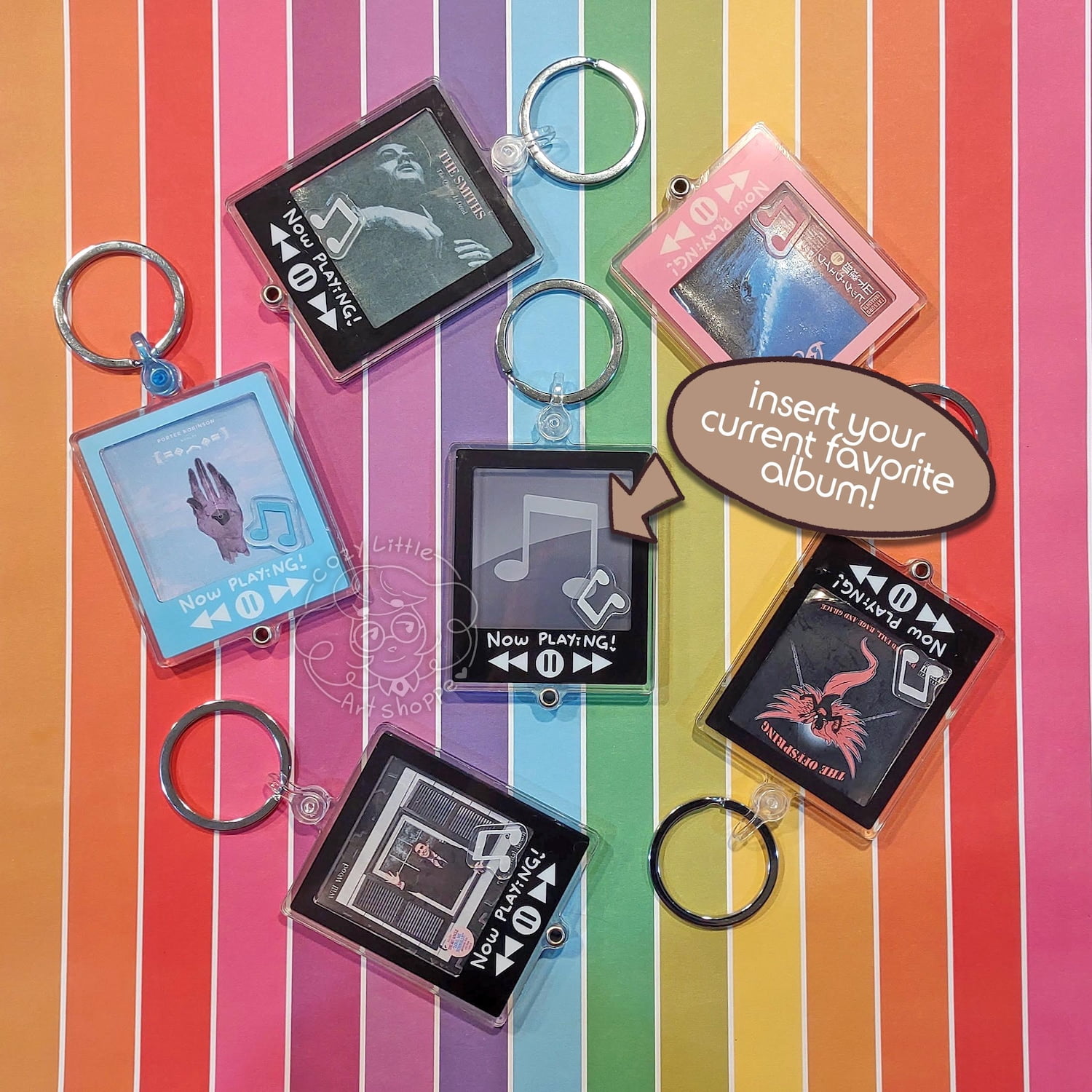 Customizable Now Playing" Music Player 3 Inch Acrylic Shaker Keychain ...