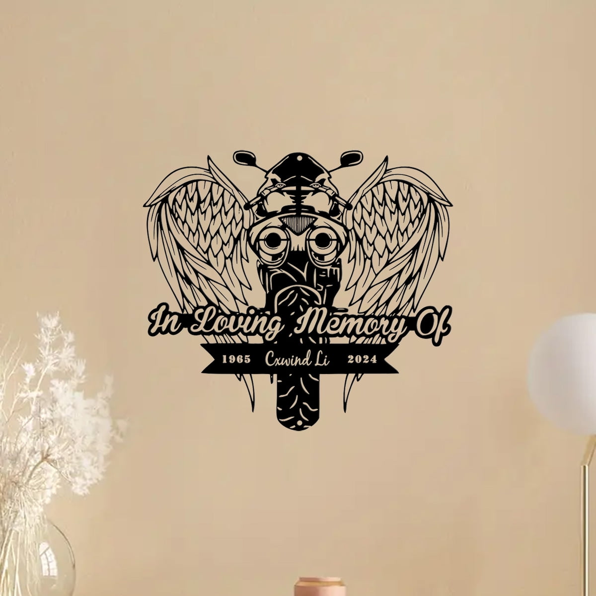 Customizable Personalized Metal Motorcycle With Angel Wings In Loving ...