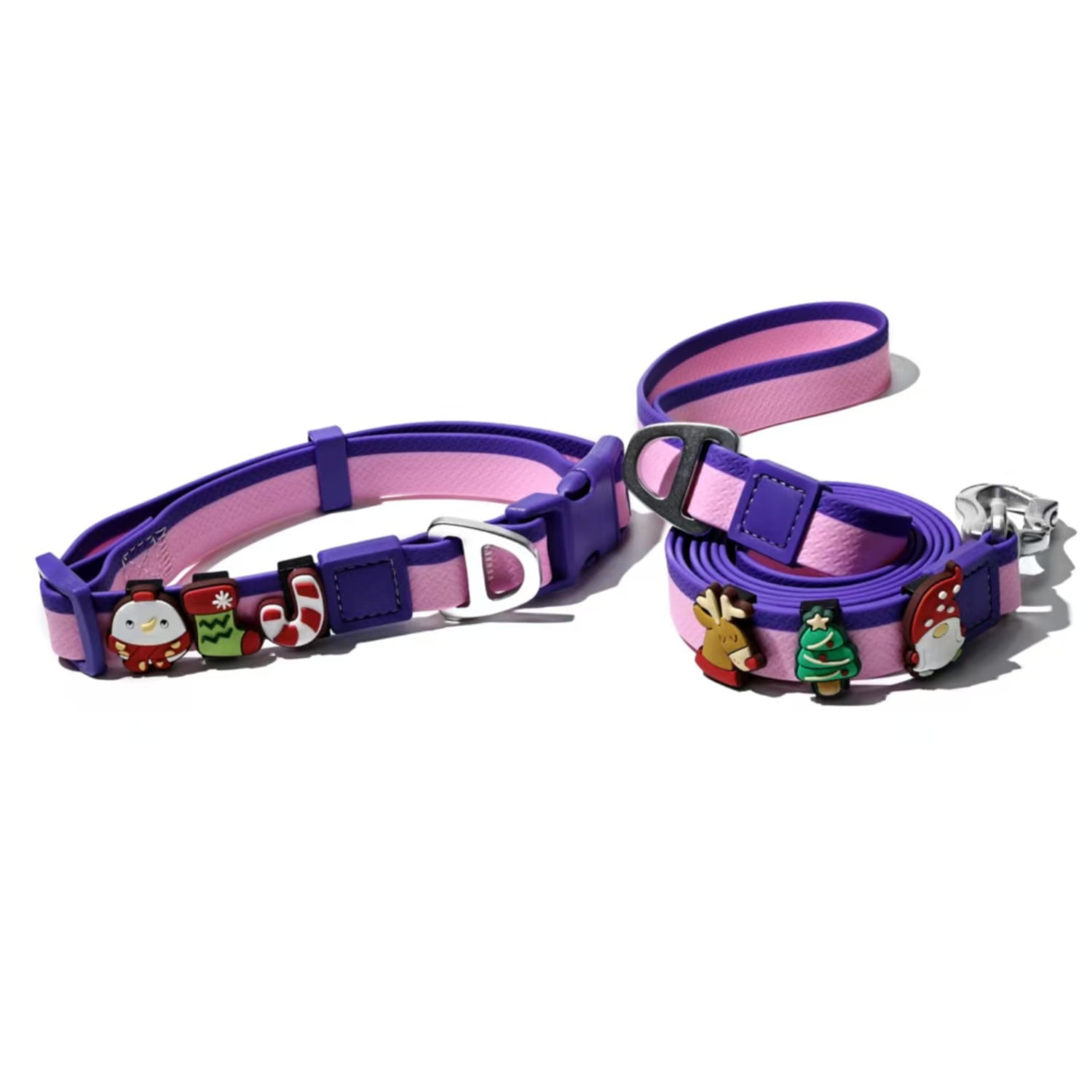 Customizable Pet Leash Set with 12 Interchangeable Charms, Dual-Color ...