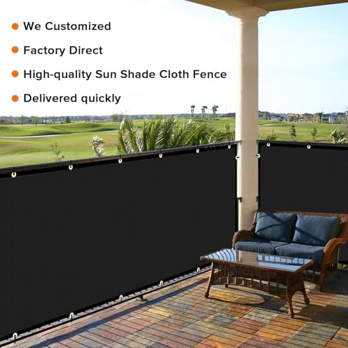 Customizable Privacy Screen Fence 6'X96' Black Heavy Duty 170 GSM Wind ...