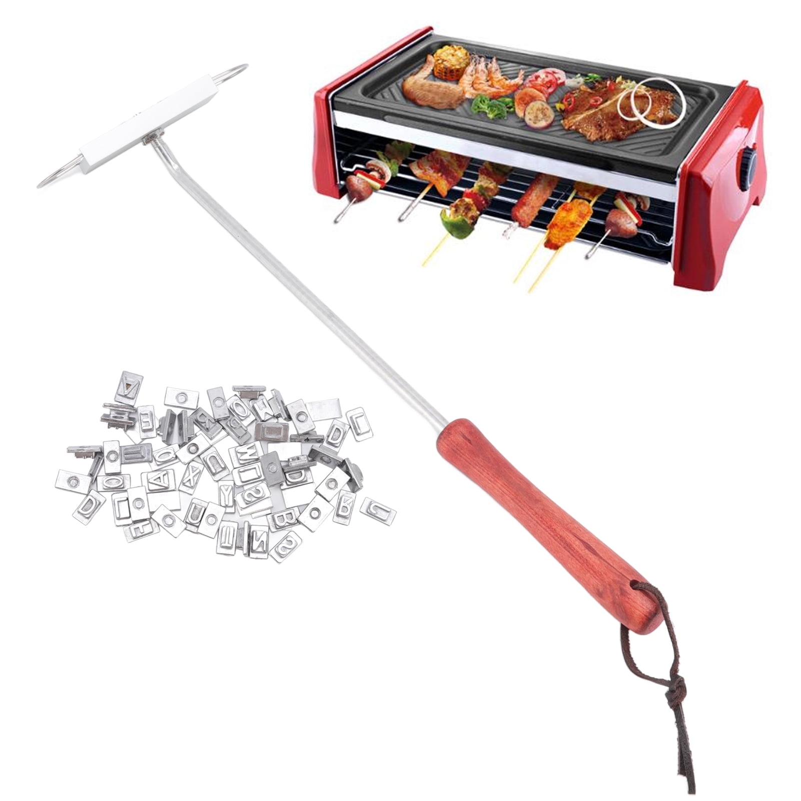 Customizable Stainless Steel BBQ Branding Iron with Wooden Handle, 63 ...