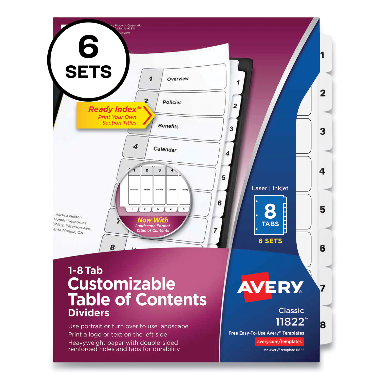 Customizable Table of Contents Ready Index Black and White Dividers, 8 ...
