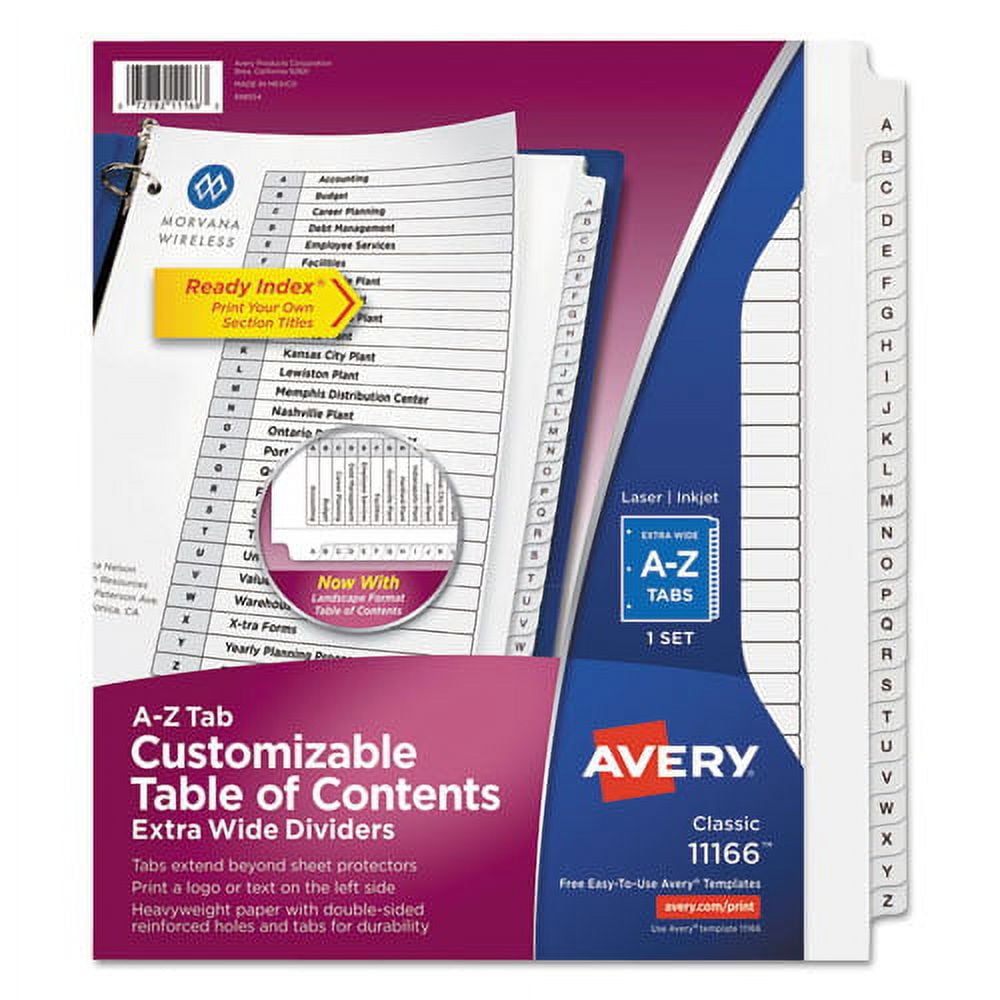 Customizable Toc Ready Index Black And White Dividers, 26-Tab, Letter ...